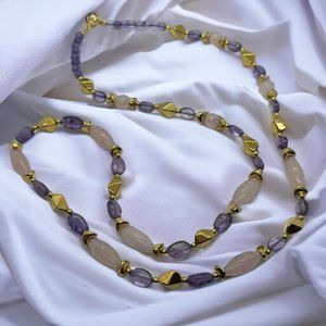 Lee Sands | Jewelry | Lee Sands Amythest And Rose Quartz Necklace ...